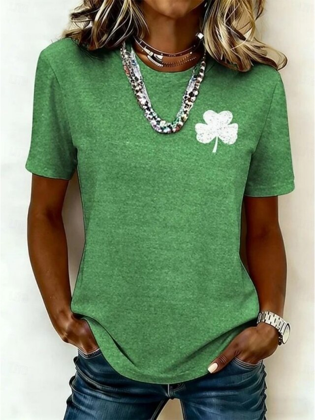 Fête de la St. Patrick Femmes T-shirt Imprimé Graphique Trèfle Élégant ...