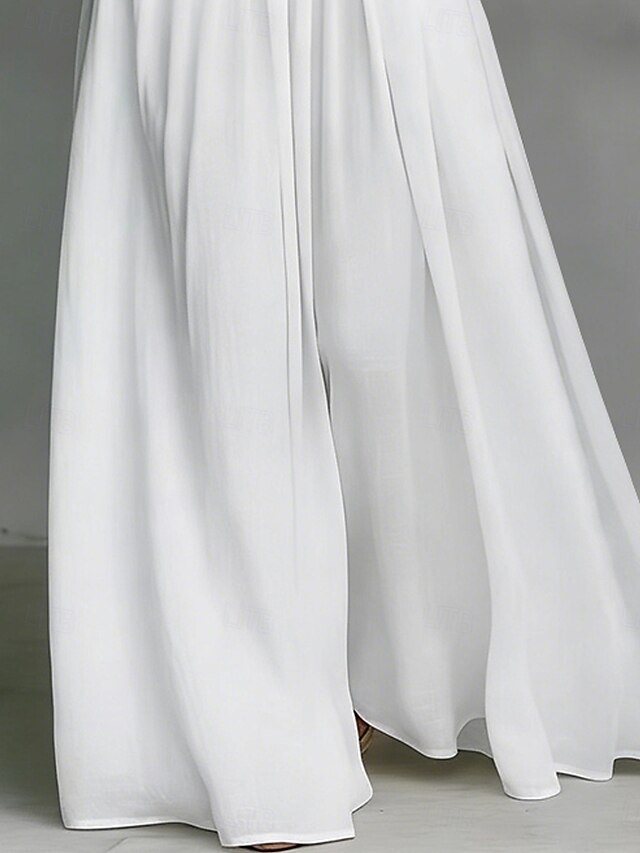 Women's Maxi Dress White Dress Graduation Dress Shirt Dress Elegant ...