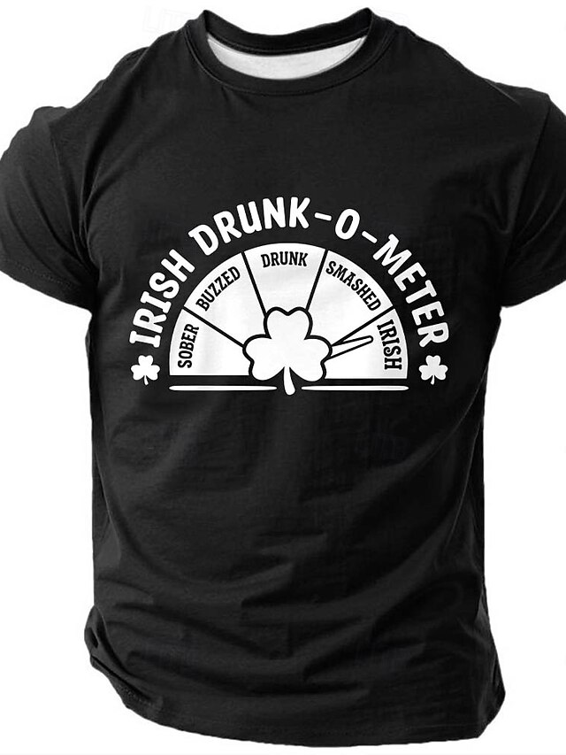 St Patricks Day Irish Drunk O Meter Funny Men T-Shirt Sober Buzzed ...