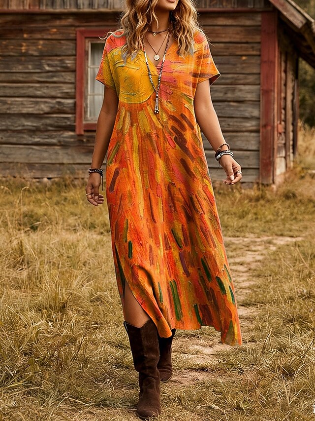 Women's Midi Dress A Line Dress Vacation Casual Daily Loose Fit Floral ...