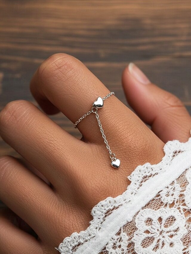 Women's Ring Silver Alloy Elegant Bohemia Daily Love Heart 2026 - $7.99