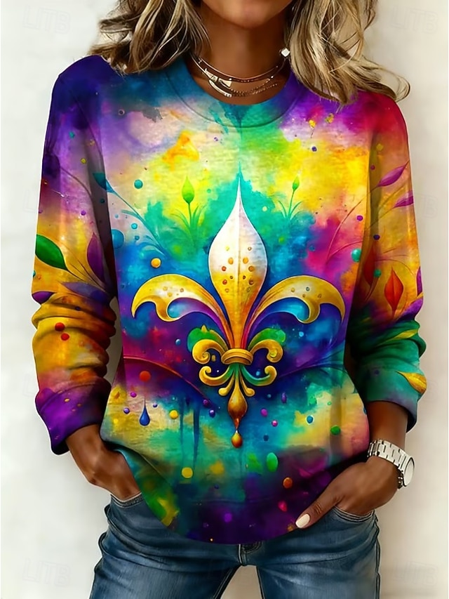 Women's Pullover Sweatshirt Graphic Classic Casual Long Sleeve Crew ...