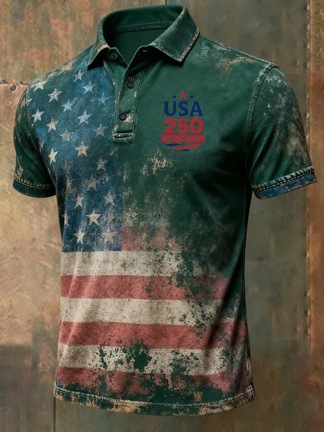 American Independence Day Men's American US Flag Polo Shirts Short ...