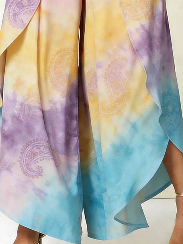 Women's Wide Leg Pants Trousers Vacation Casual Boho Full Length Medium ...