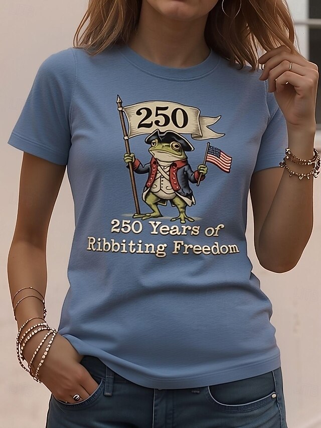 American Independence Day Women's T Shirt Graphic Letter National Flag ...