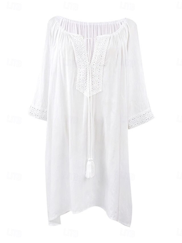 Women's Blouse Plain Vintage Stylish Long Sleeve Square Neck Long Tops ...