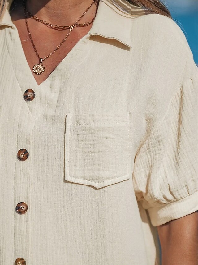 Women's Mini Dress Beach Dress Shirt Dress Cover Up Elegant Vintage ...