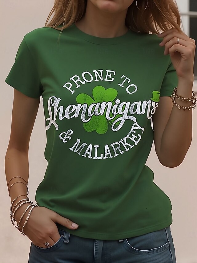 Fête de la St. Patrick Femmes T-shirt Imprimé Graphique Trèfle Élégant ...
