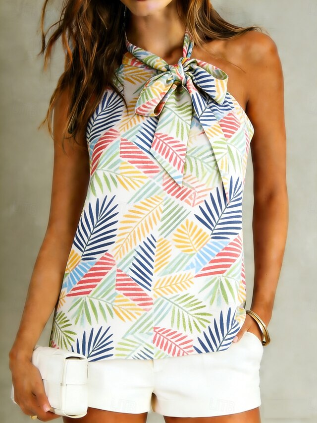 Women's Satin Top Halter Neck Top Tank Top Sleeveless Shirt Graphic ...