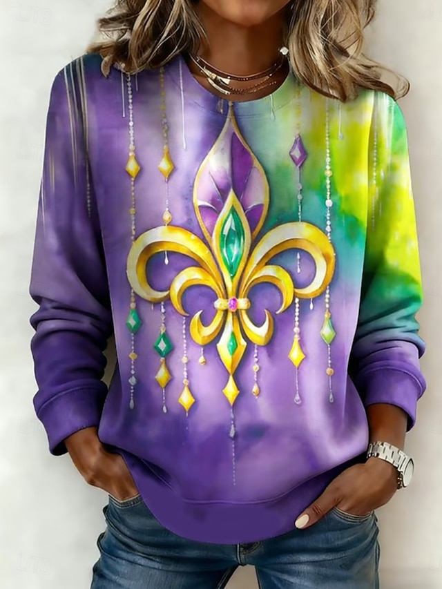 Women's Pullover Sweatshirt Graphic Classic Casual Long Sleeve Crew ...