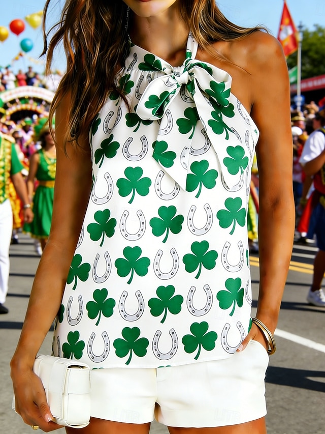 St. Patrick's Day Women's Satin Top Tank Top Sleeveless Shirt Tee Top ...