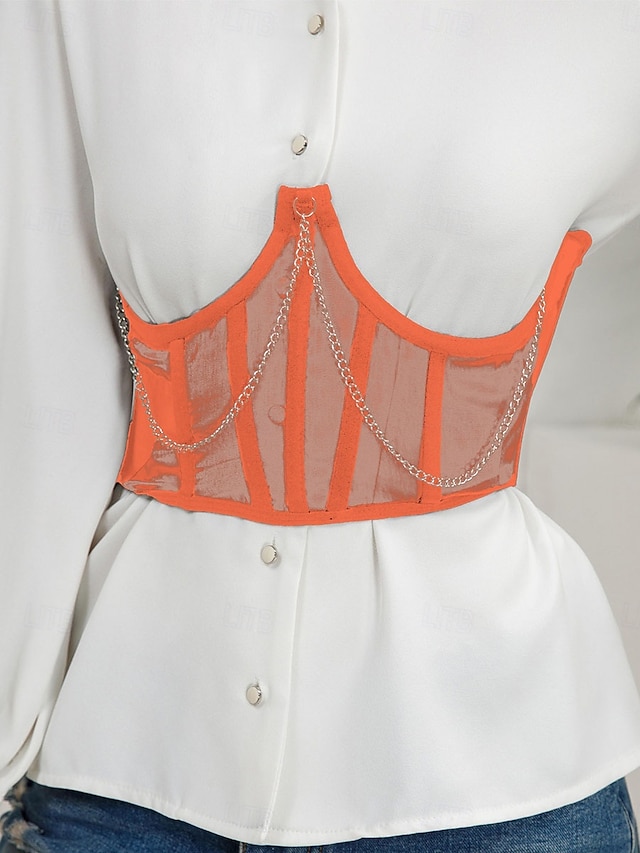 Women's Shapewear Fashion Simple Pure Color Drawstring Patchwork Mesh ...