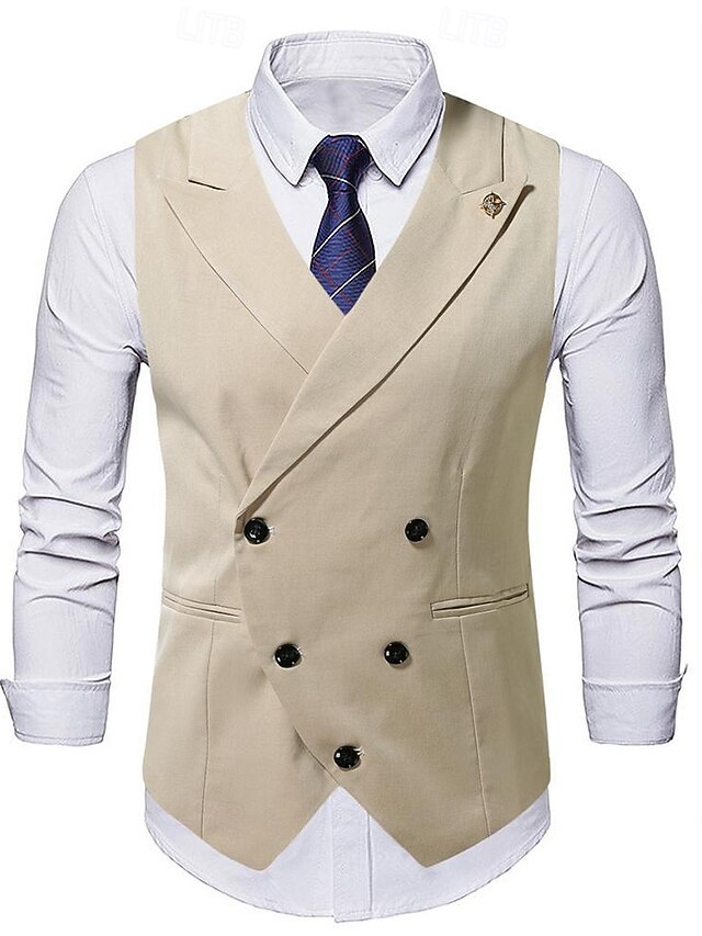 Men's Waistcoat Vest Wedding Vest Best Man Closure Collar Vintage ...