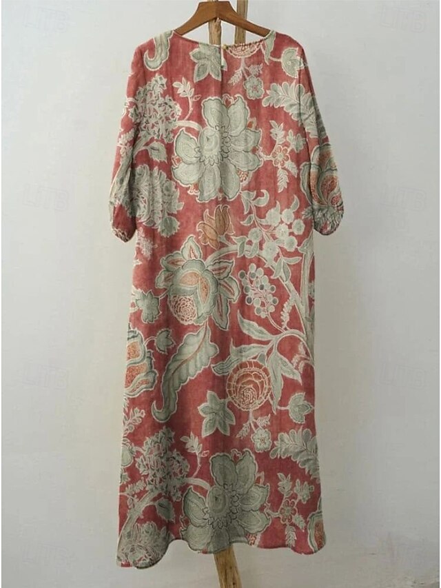 Women's Maxi Dress Linen Like Breathable Lightweight Sundress Shift ...