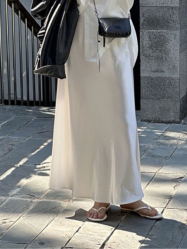 Women's Elegant Fashion Casual Maxi Mid Rise Skirts Plain Patchwork ...