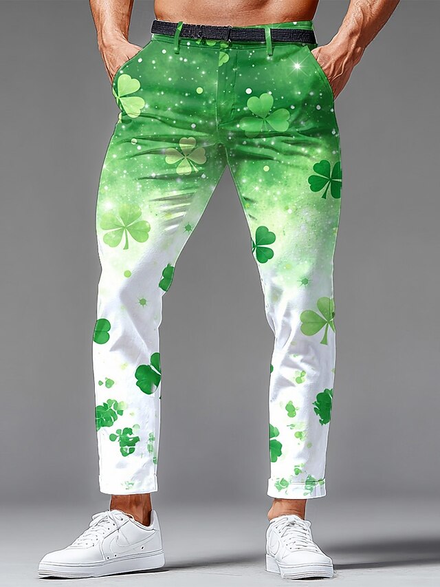 St. Patrick's Day Men's Four Leaf Clover Shamrock Gradient Color ...
