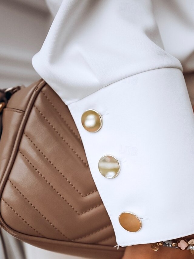 Women's Dress Shirt Solid Color Plain Elegant Stylish Classic Long ...