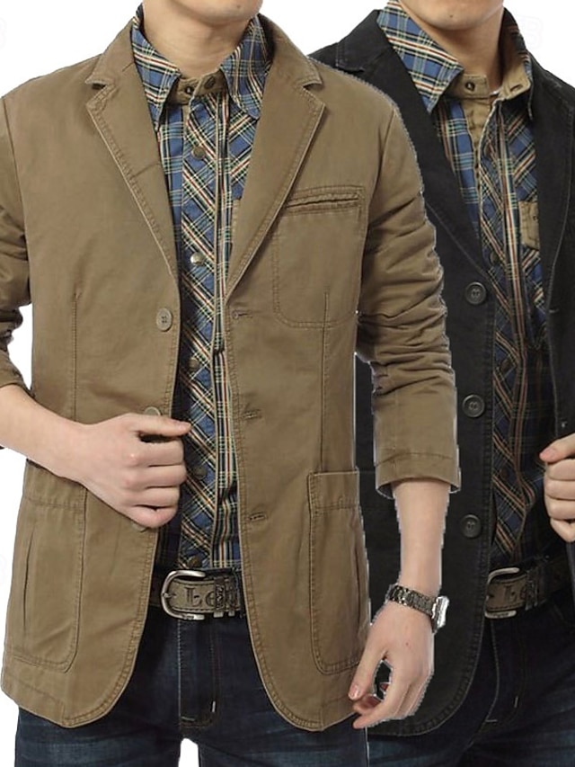 Men's Blazer Jacket Casual Daily Outdoor Vintage Casual Summer Spring ...