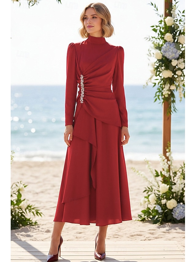 A-Line Asymmetrical Ankle Length Wedding Guest Dress Wedding Guest ...