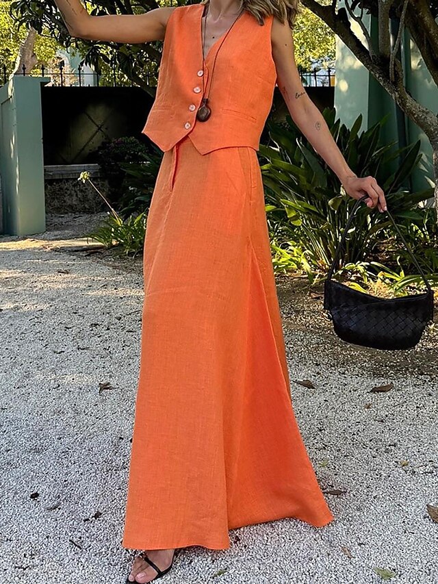 Women's Fashion Streetwear Cotton Linen Sets Skirt Sets Bolero Top ...