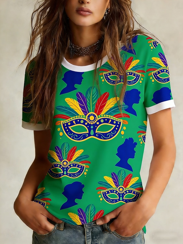 Carnival Mardi Gras Women's T Shirt Tee Top Graphic Stylish Classic ...