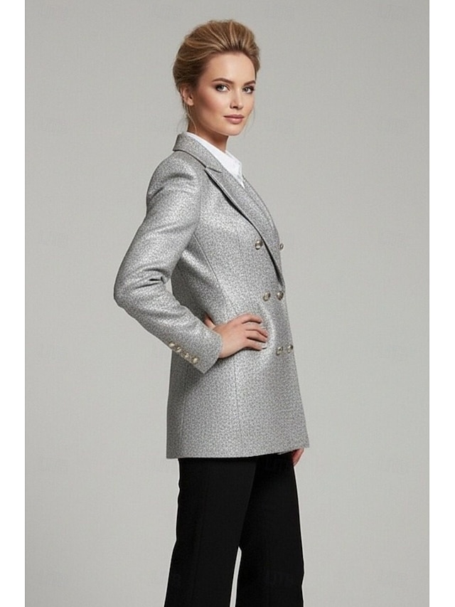 Women's Blazer Jacket Formal Tuxedo Long Sleeve Notch Double Breasted ...