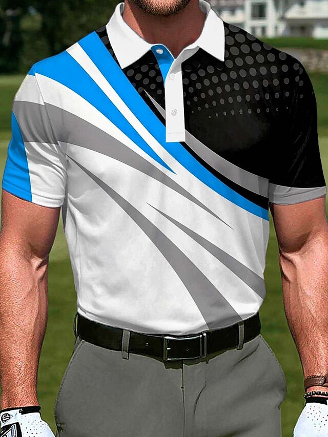 Men's Abstract Golf Sports Polo Shirts Short Sleeve Polo Shirts ...