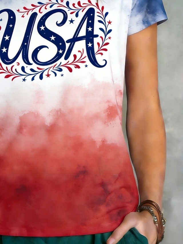 American Independence Day Women's T Shirt Tee Top Graphic USA Stylish ...