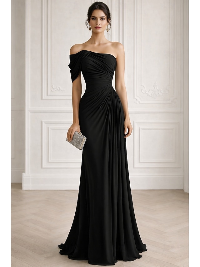 A-Line Mermaid Trumpet Floor Length Evening Gown Elegant Sleeveless One ...