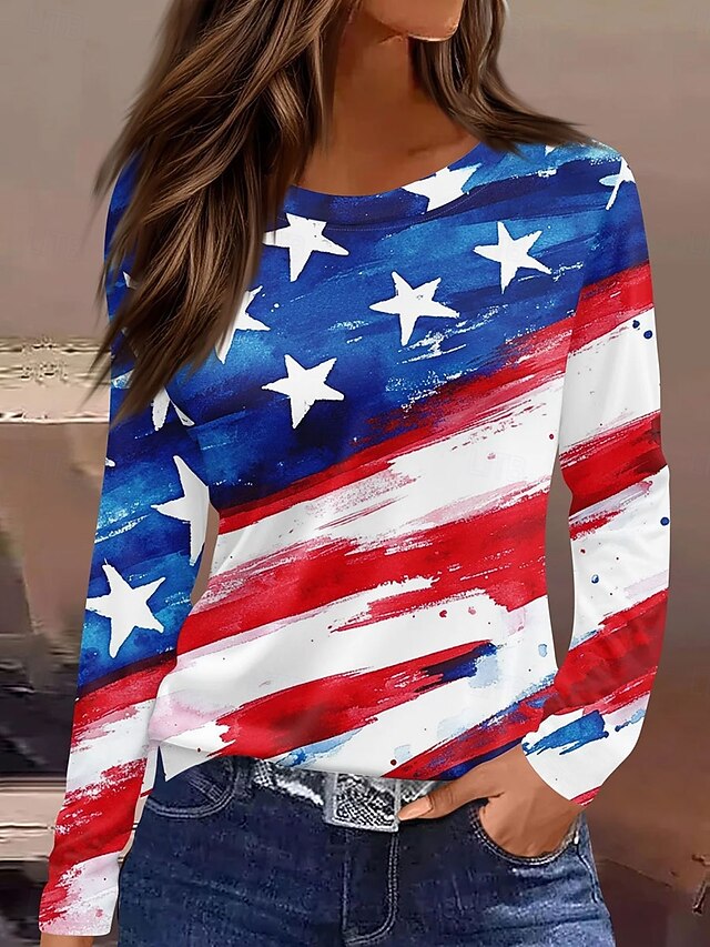 American Independence Day Women's T Shirt Graphic American Flag Fashion ...