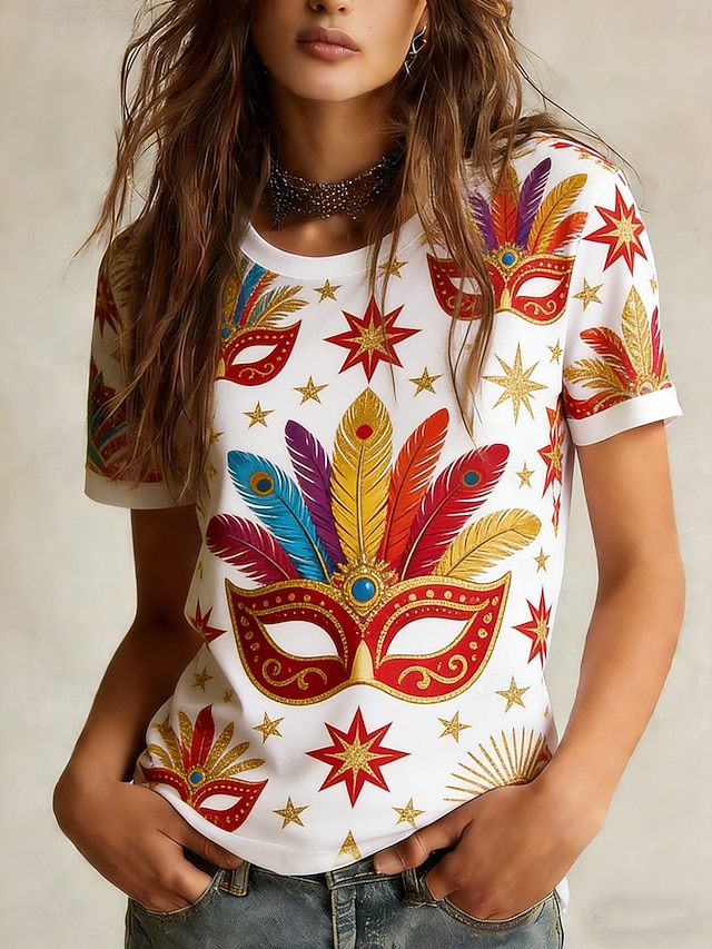 Carnival Mardi Gras Women's T Shirt Tee Top Graphic Stylish Classic ...