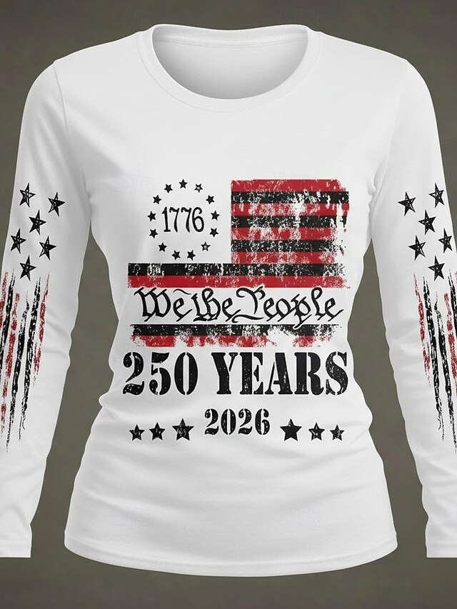 American Independence Day Women's T Shirt Graphic Letter American Flag ...