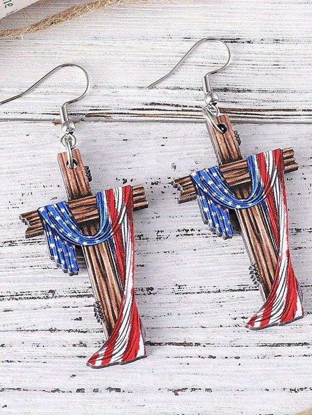 1 Pair Earrings For Women's Daily Street Festival Wooden Geometrical ...