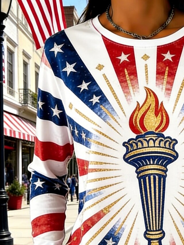 American Independence Day Women's T Shirt Tee Top Graphic Star Fashion ...