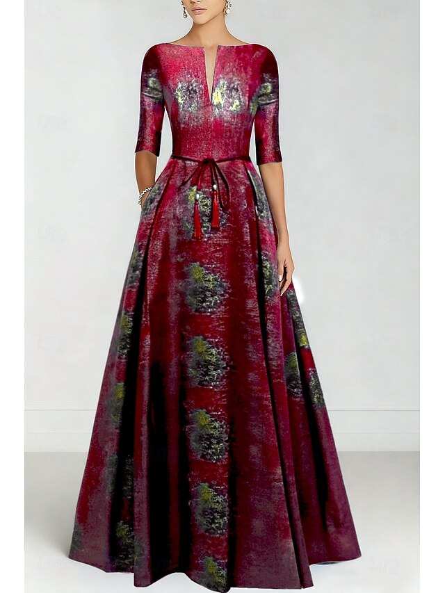 Blue Jacquard Brocade A-Line Evening Gown Elegant Formal Dress Formal ...