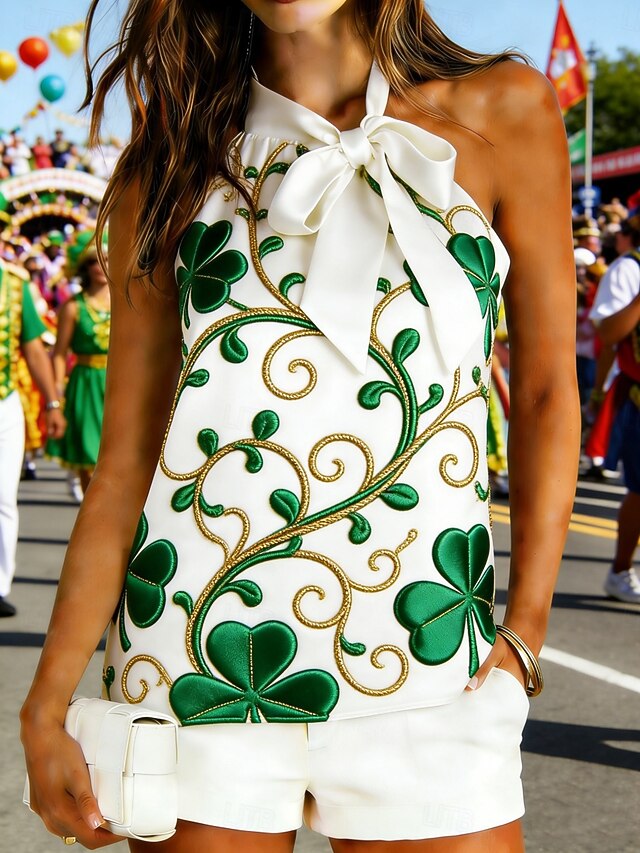 St. Patrick's Day Women's Satin Top Tank Top Sleeveless Shirt Tee Top ...