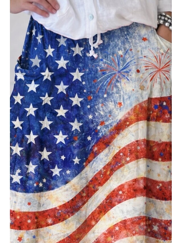 Women's Vintage Fashion Casual Maxi High Waist Skirts Graphic Print ...