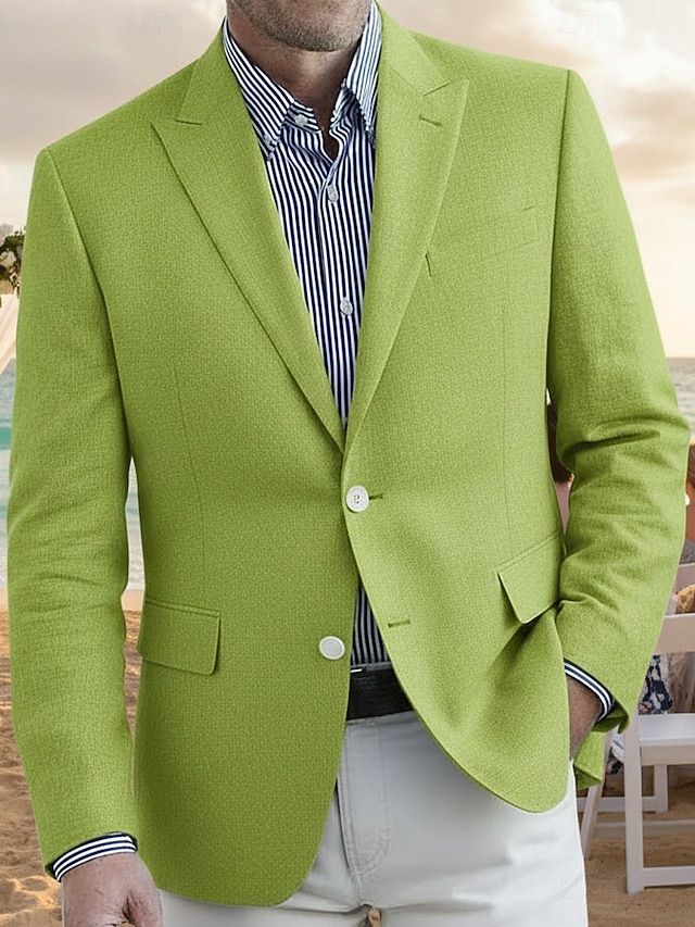 Men's Blazer Jacket Linen Blazer Closure collar Fashion Lightweight ...