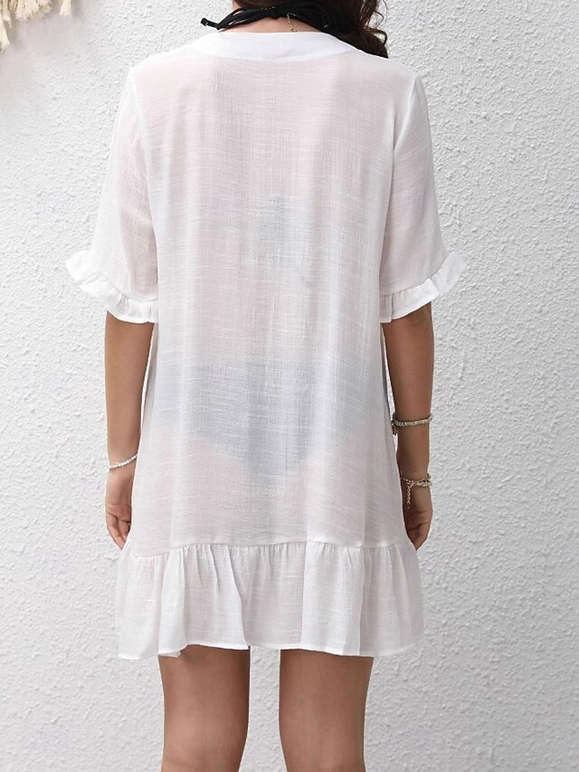 Women's Mini Dress White Dress Beach Dress Black Dress Cover Up Elegant ...