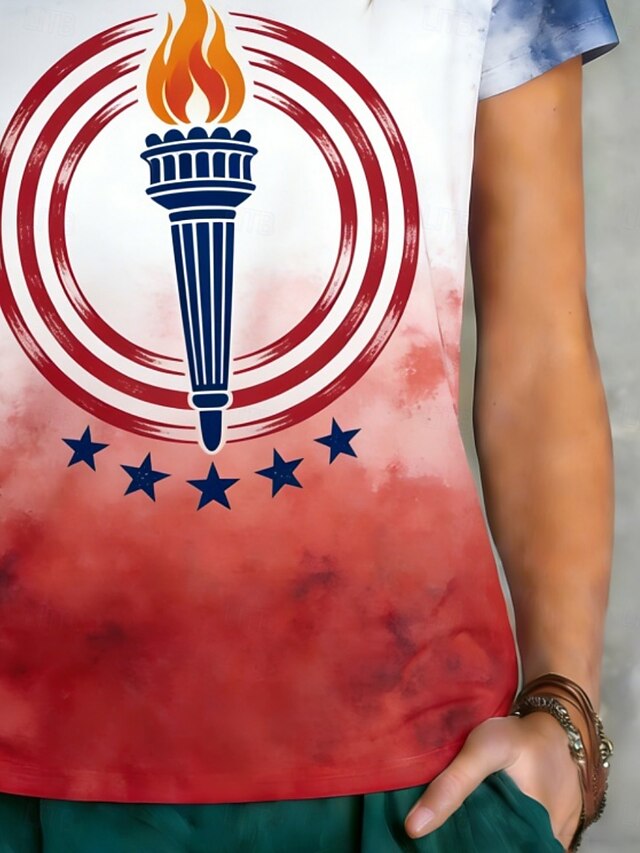 American Independence Day Women's T Shirt Tee Top Graphic Stylish ...