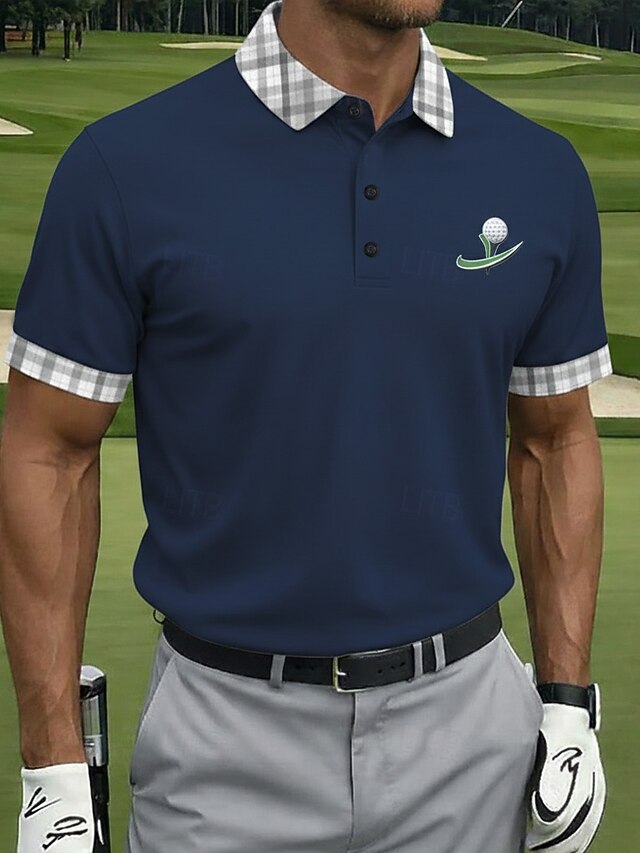 Men's Plain Golf Sports Polo Shirts Short Sleeve Polo Shirts Collared ...