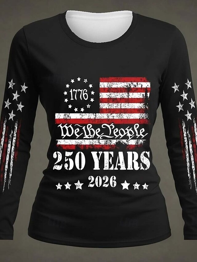 American Independence Day Women's T Shirt Graphic Letter American Flag ...