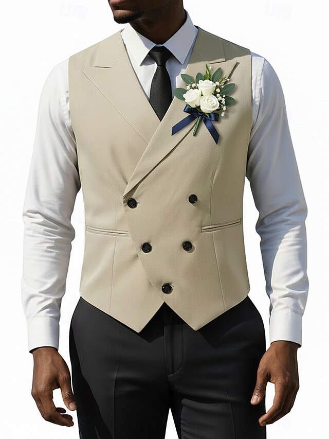 Men's Waistcoat Vest Wedding Vest Best Man Closure Collar Vintage ...