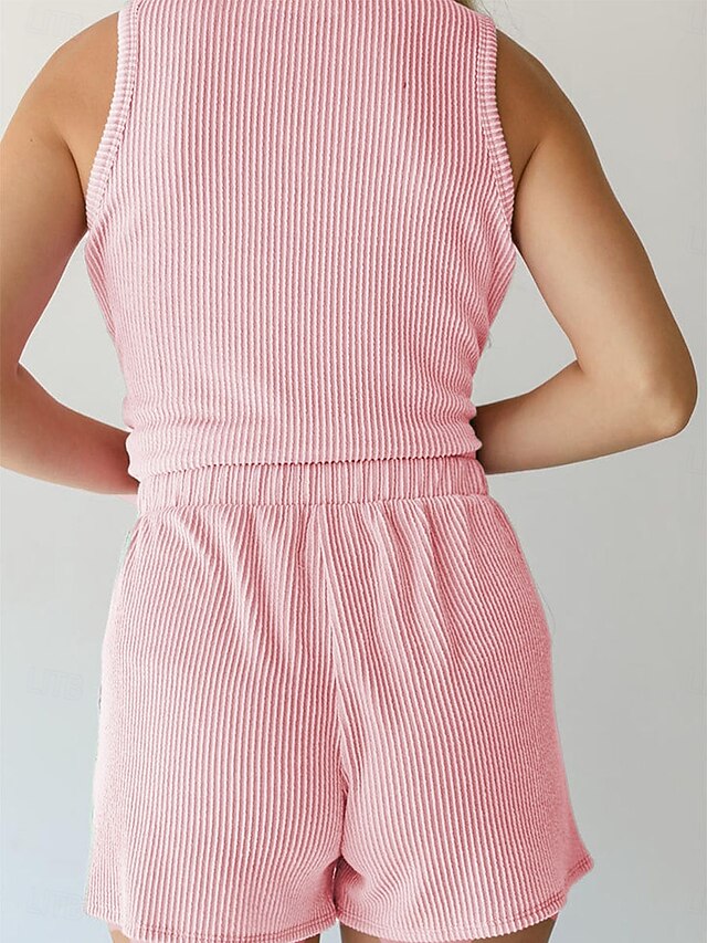 Women's Elegant Fashion Streetwear Shorts Sets Bolero Top Sleeveless ...