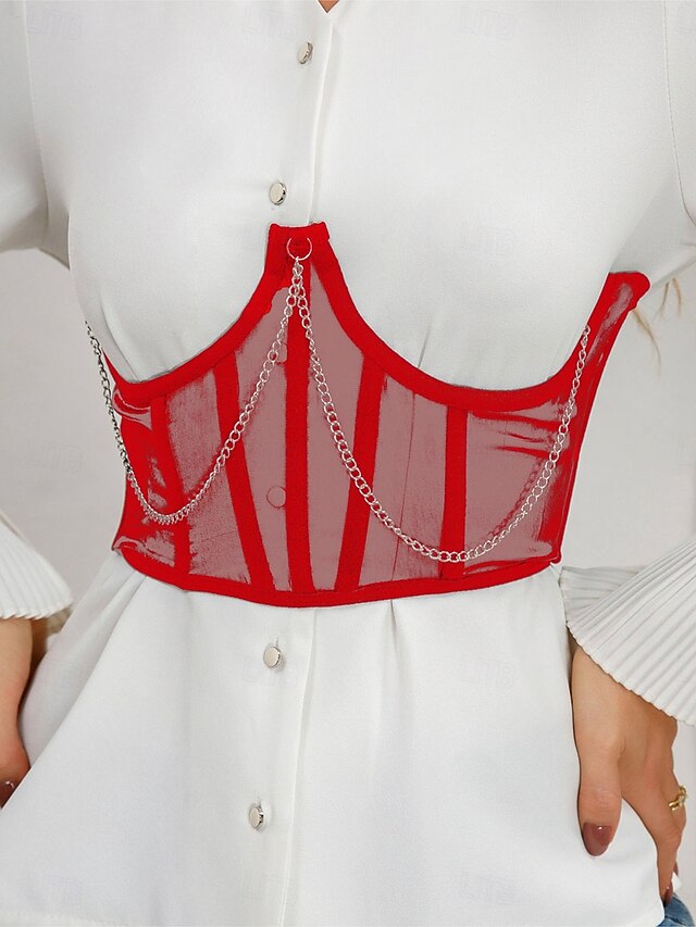 Women's Shapewear Fashion Simple Pure Color Drawstring Patchwork Mesh ...