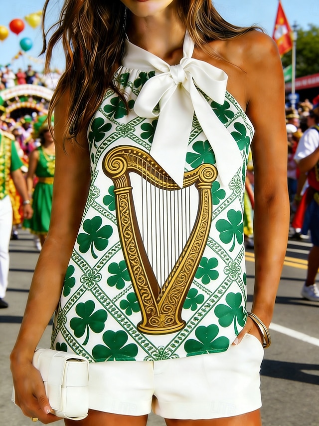 St. Patrick's Day Women's Satin Top Tank Top Sleeveless Shirt Tee Top ...