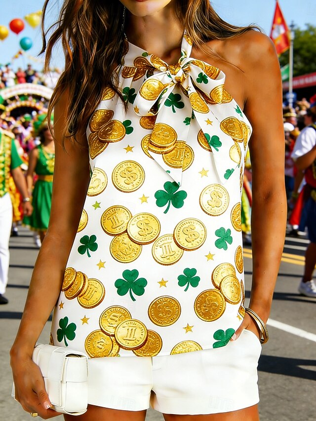 St. Patrick's Day Women's Satin Top Tank Top Sleeveless Shirt Tee Top ...
