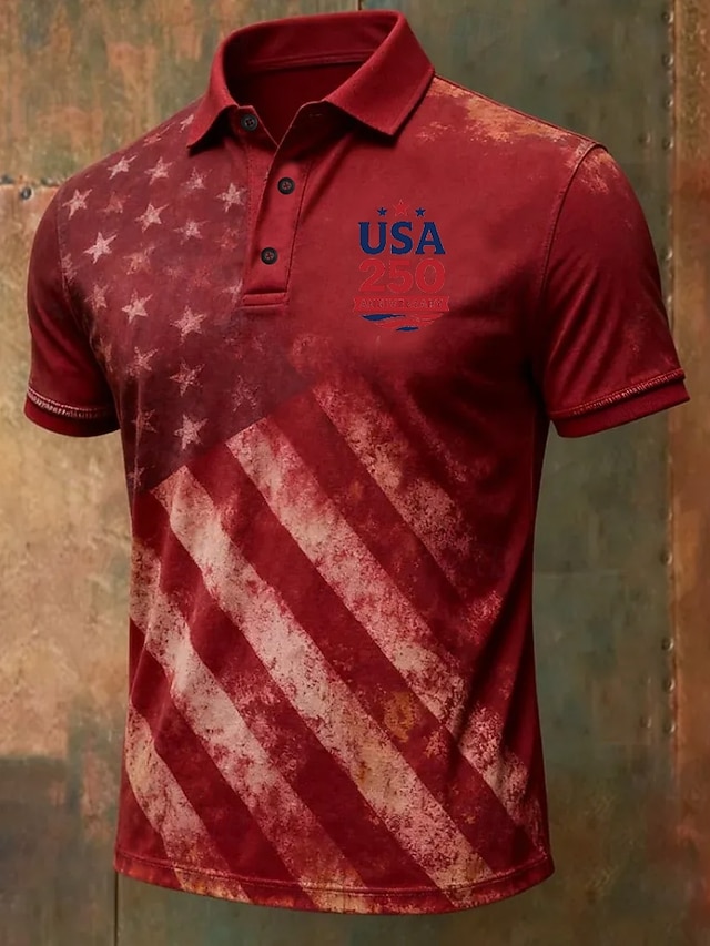 American Independence Day Men's American US Flag Polo Shirts Short ...