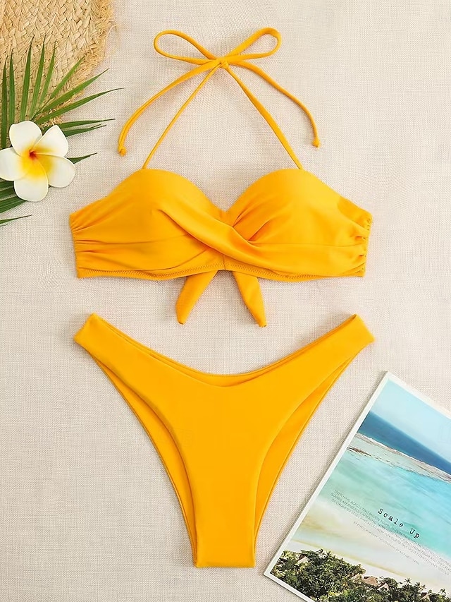 Women's Swimwear Bikini 2 Piece Cheeky Swimsuit Slim Backless Vacation ...