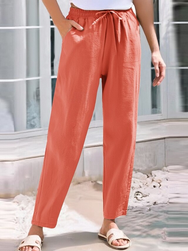Women's Cotton Linen Pants Chinos Harem Pants Vacation Streetwear Basic ...